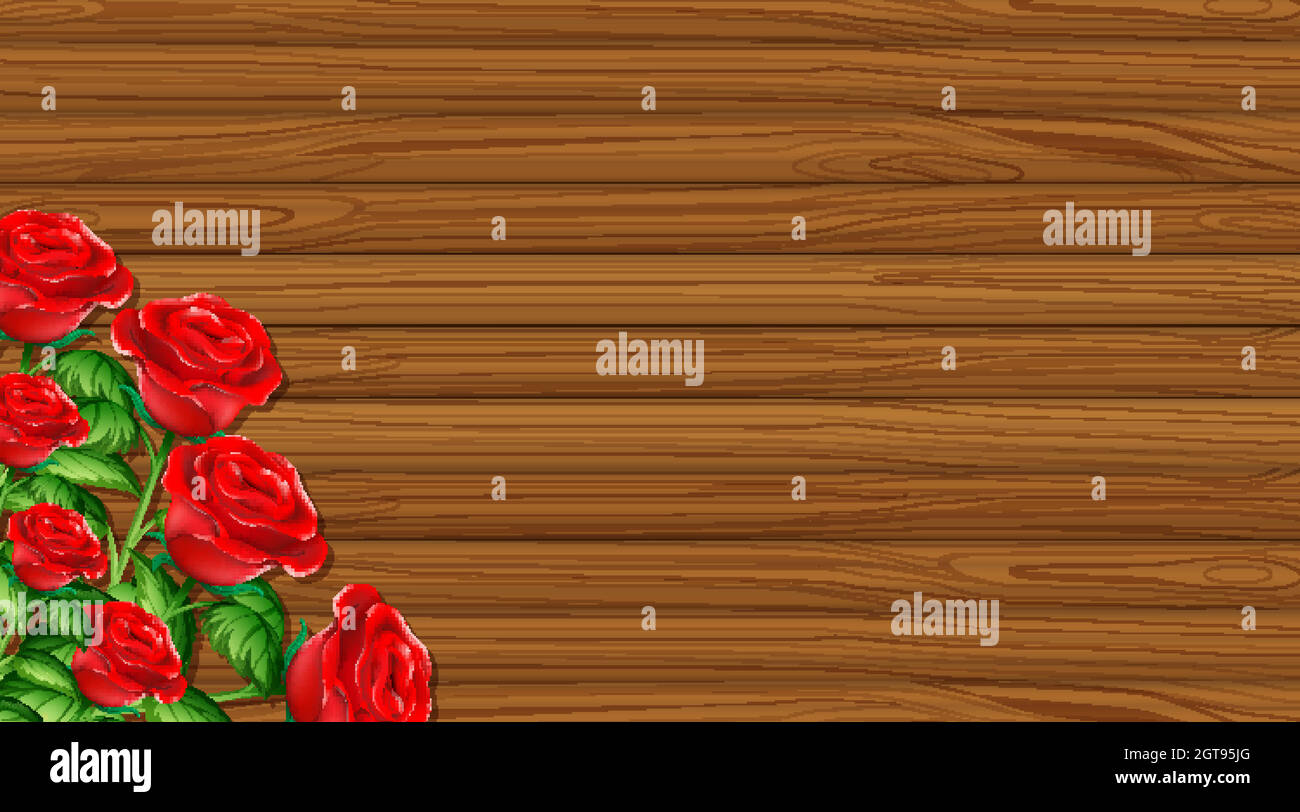 Valentine theme with wooden board and red roses Stock Vector Image ...