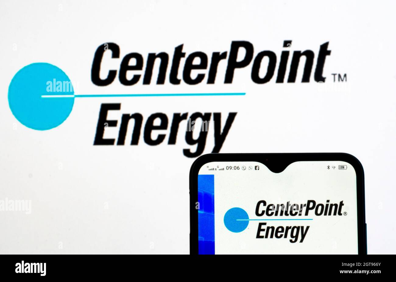 In this photo illustration CenterPoint Energy, Inc. logo seen displayed ...
