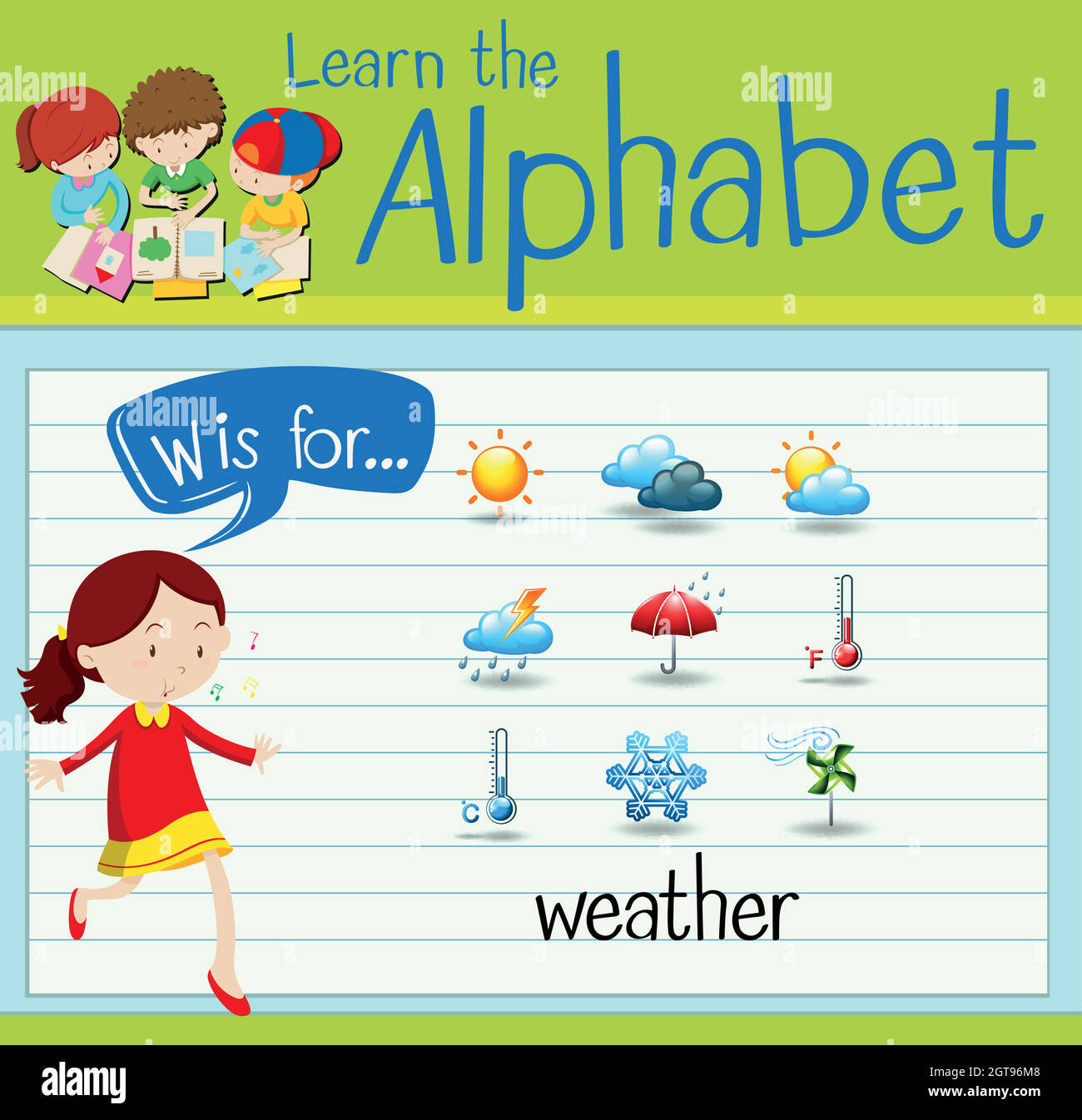 Flashcard letter W is for weather Stock Vector Image & Art - Alamy