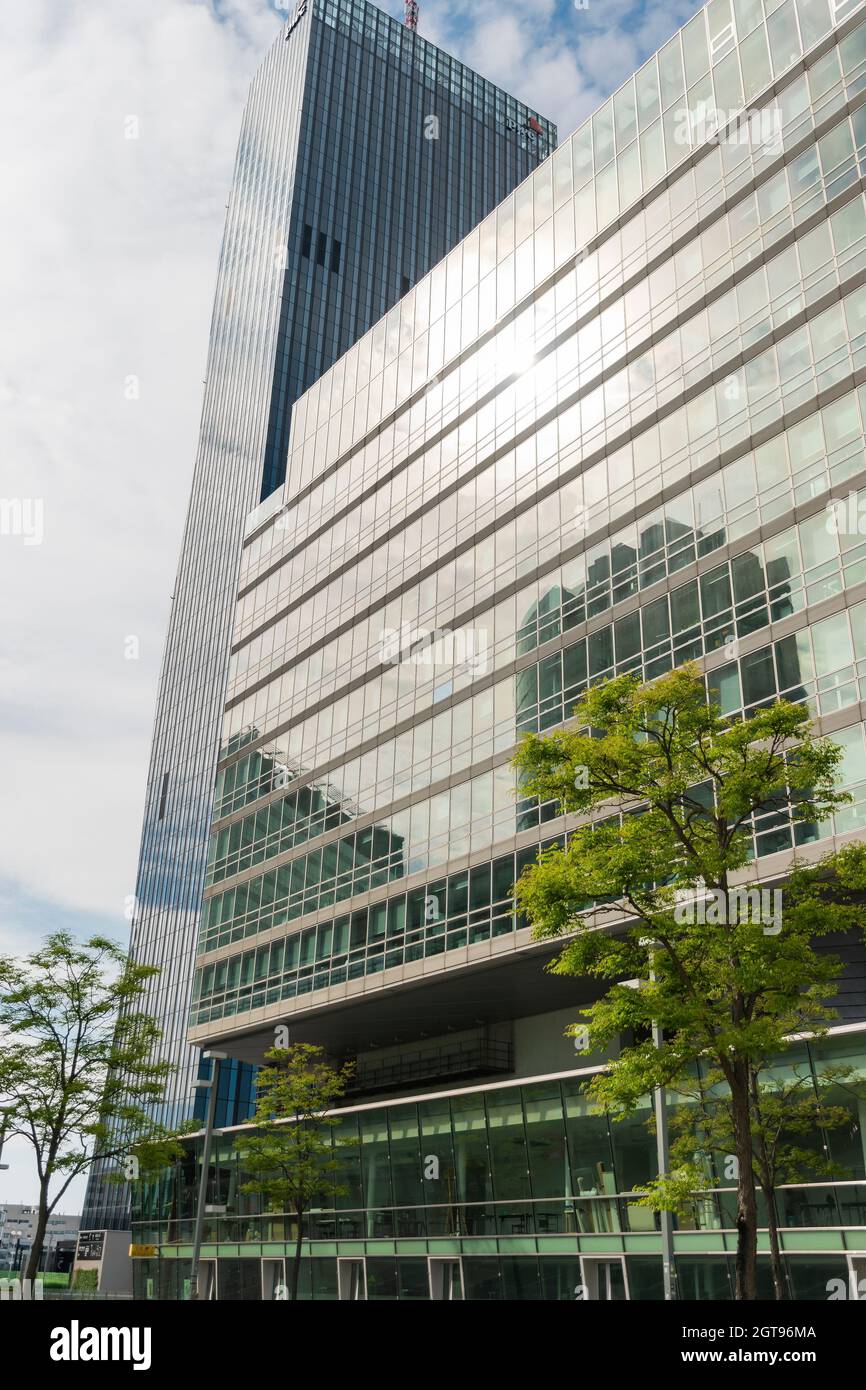 01 June 2019 Vienna, Austria - Donaucity, Building of headquarters ...