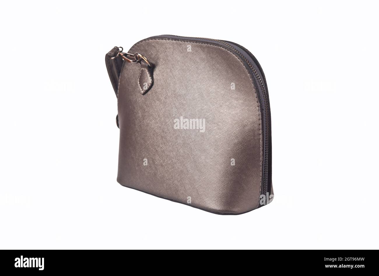 Stylish and elegant gray color leather ladies bag, isolated on white ...