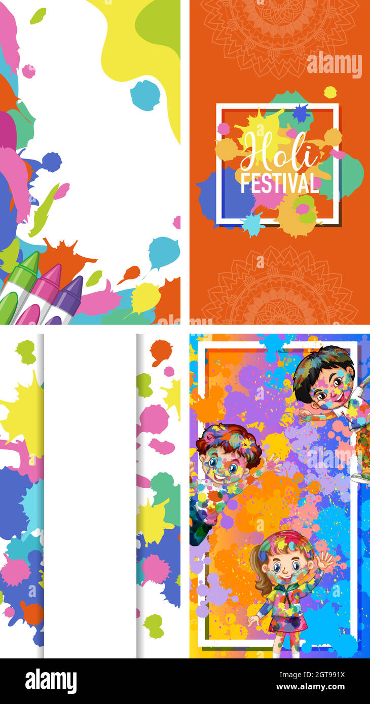 Four background design with happy holi festival theme Stock Vector ...