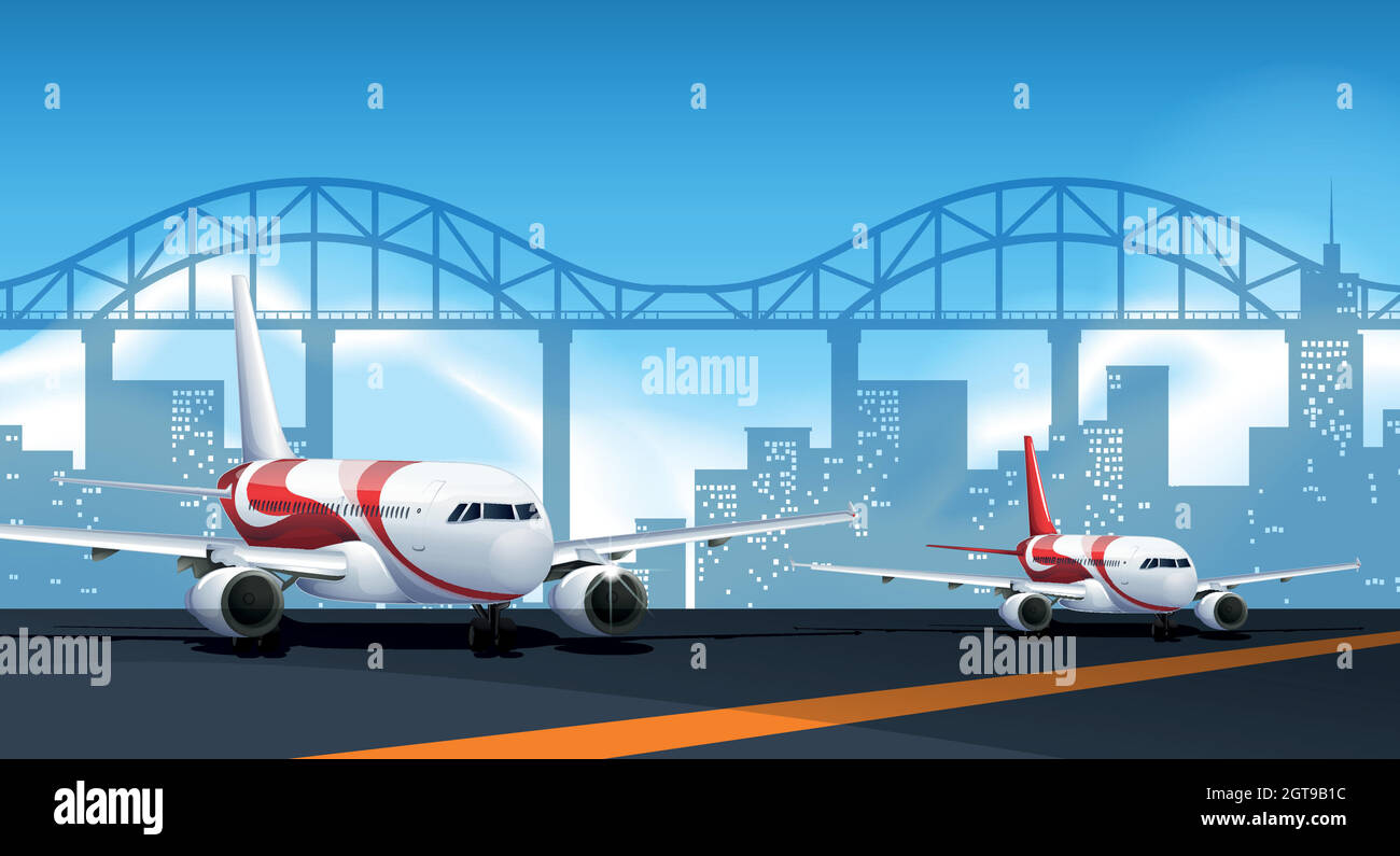 Two airplanes parking on runway Stock Vector Image & Art - Alamy