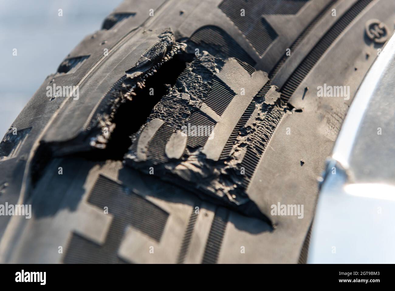 Burst tyre hi-res stock photography and images - Alamy