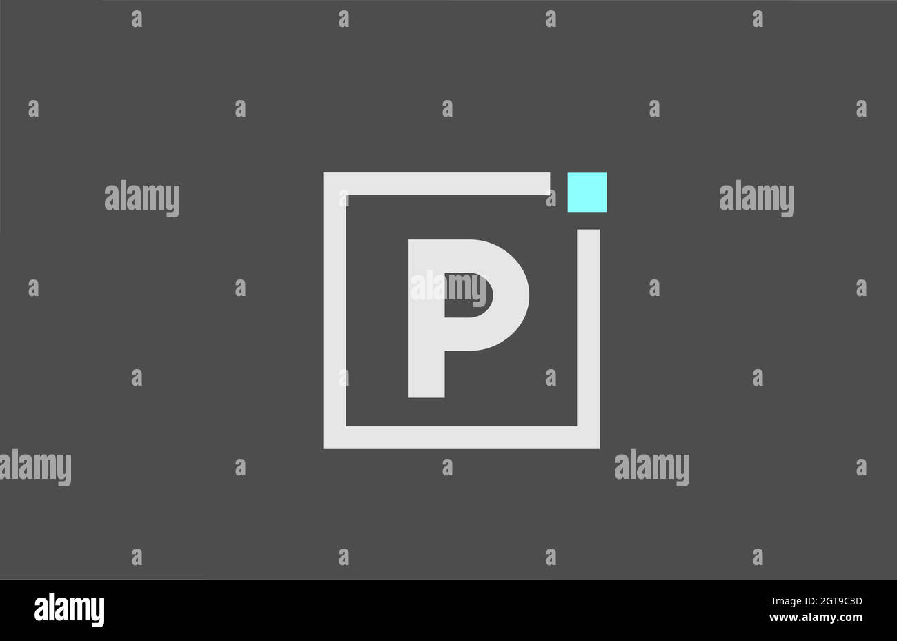 grey P alphabet letter icon logo. Square design for company and ...