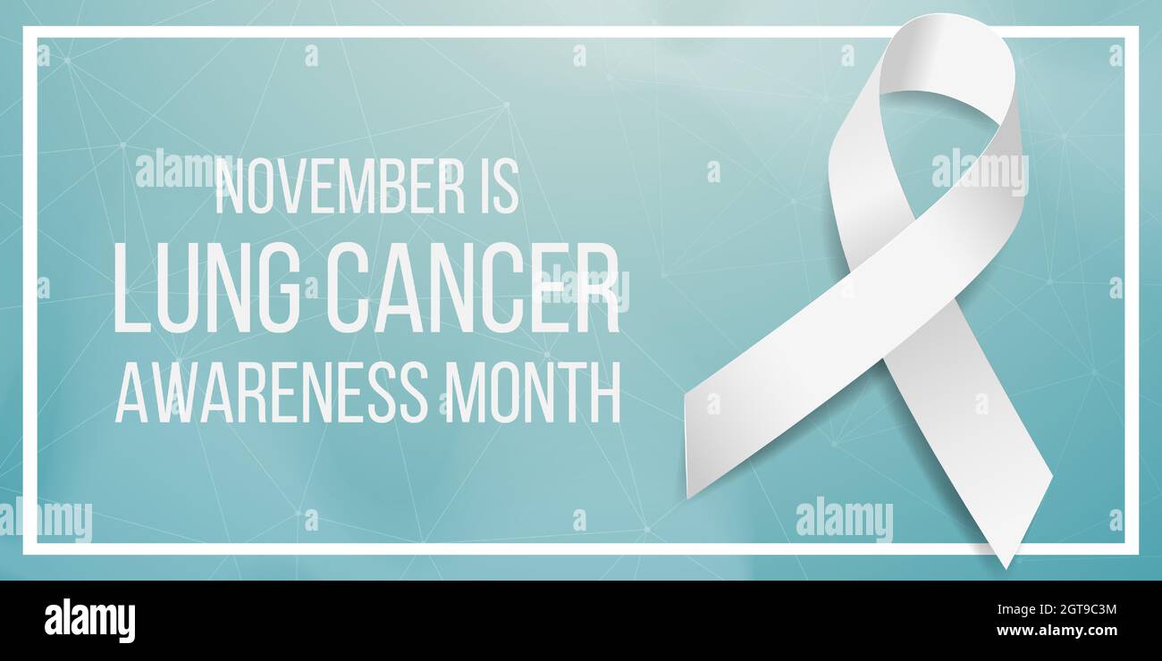 Lung cancer awareness month concept. Banner template with white ribbon ...