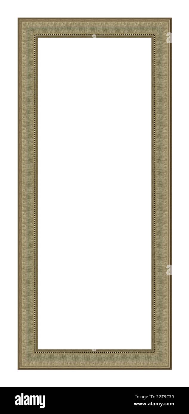 Rectangular empty wooden and silver gilded frame isolated on white ...