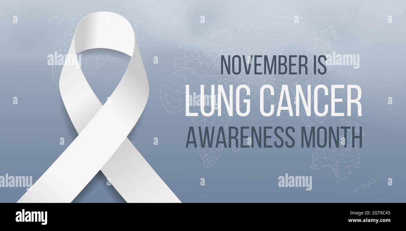 Lung cancer awareness month concept. Banner template with white ribbon ...