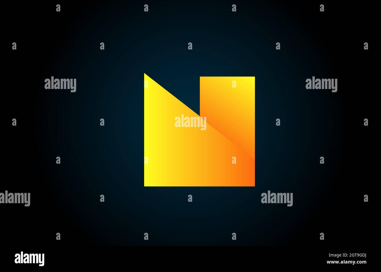 geometric alphabet N letter logo for business and company with yellow ...