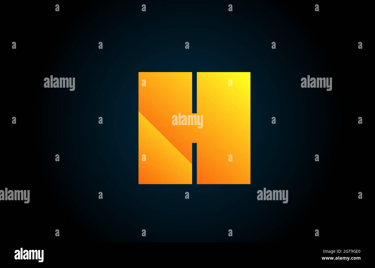 geometric alphabet H letter logo for business and company with yellow ...