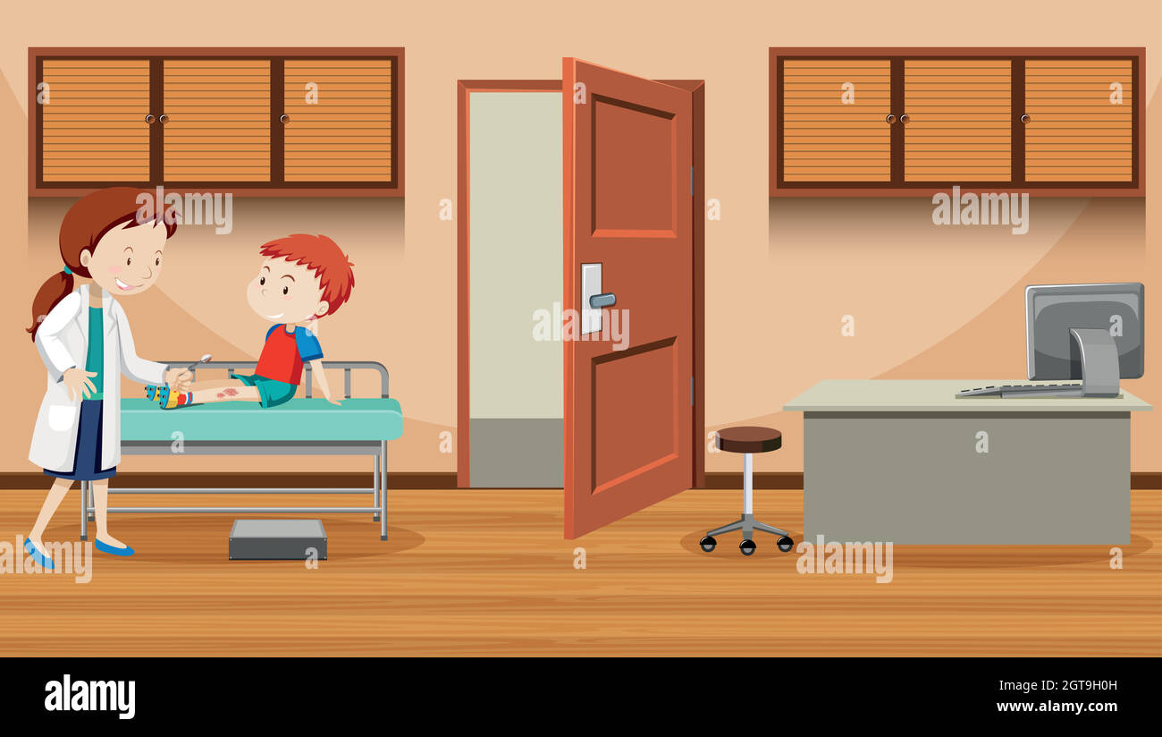 Doctor helping injured boy Stock Vector Image & Art - Alamy