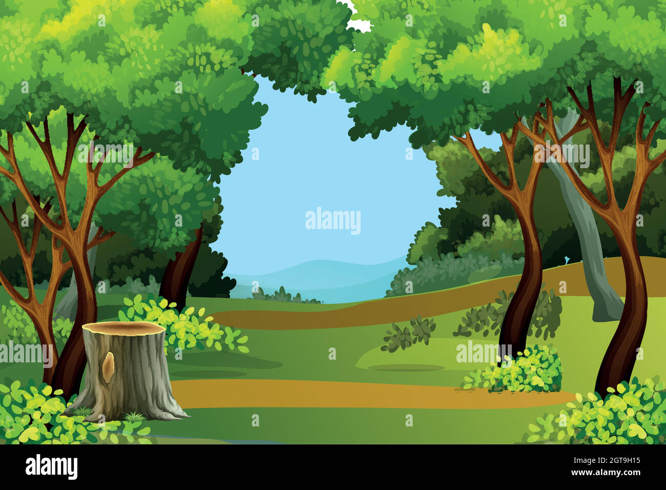 Green forest scene background Stock Vector Image & Art - Alamy