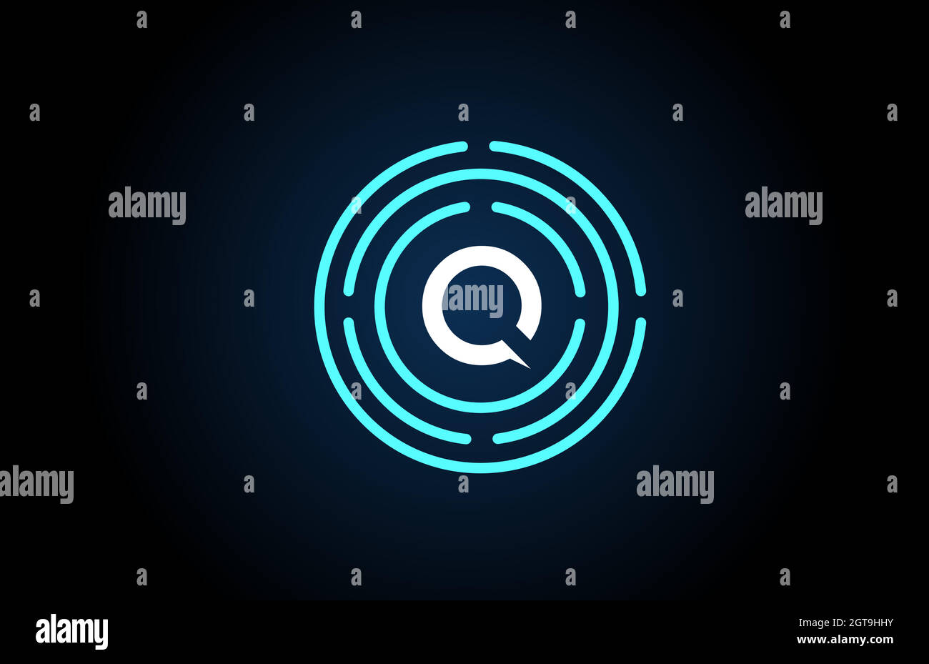 Q white letter icon design with blue circles. Alphabet logo design ...