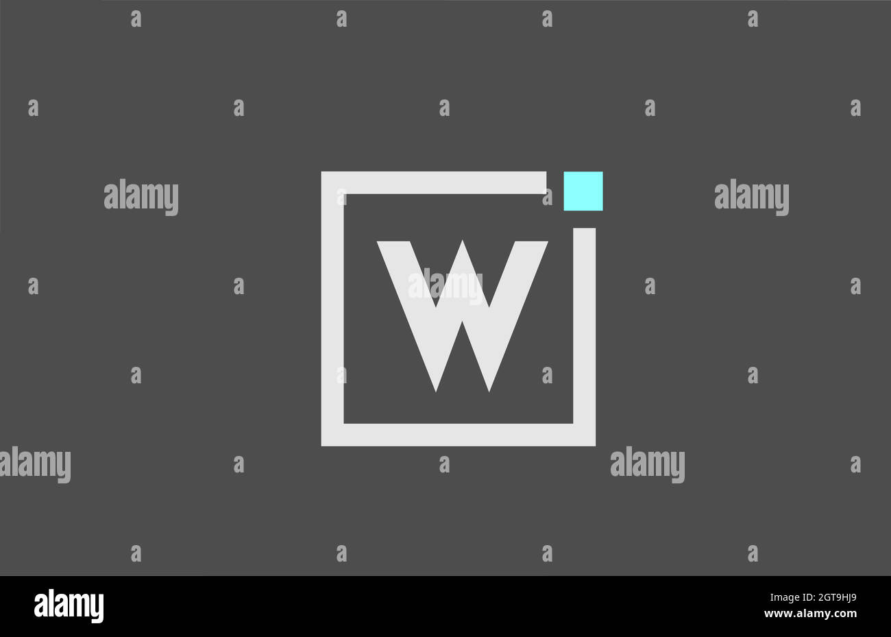 grey W alphabet letter icon logo. Square design for company and ...