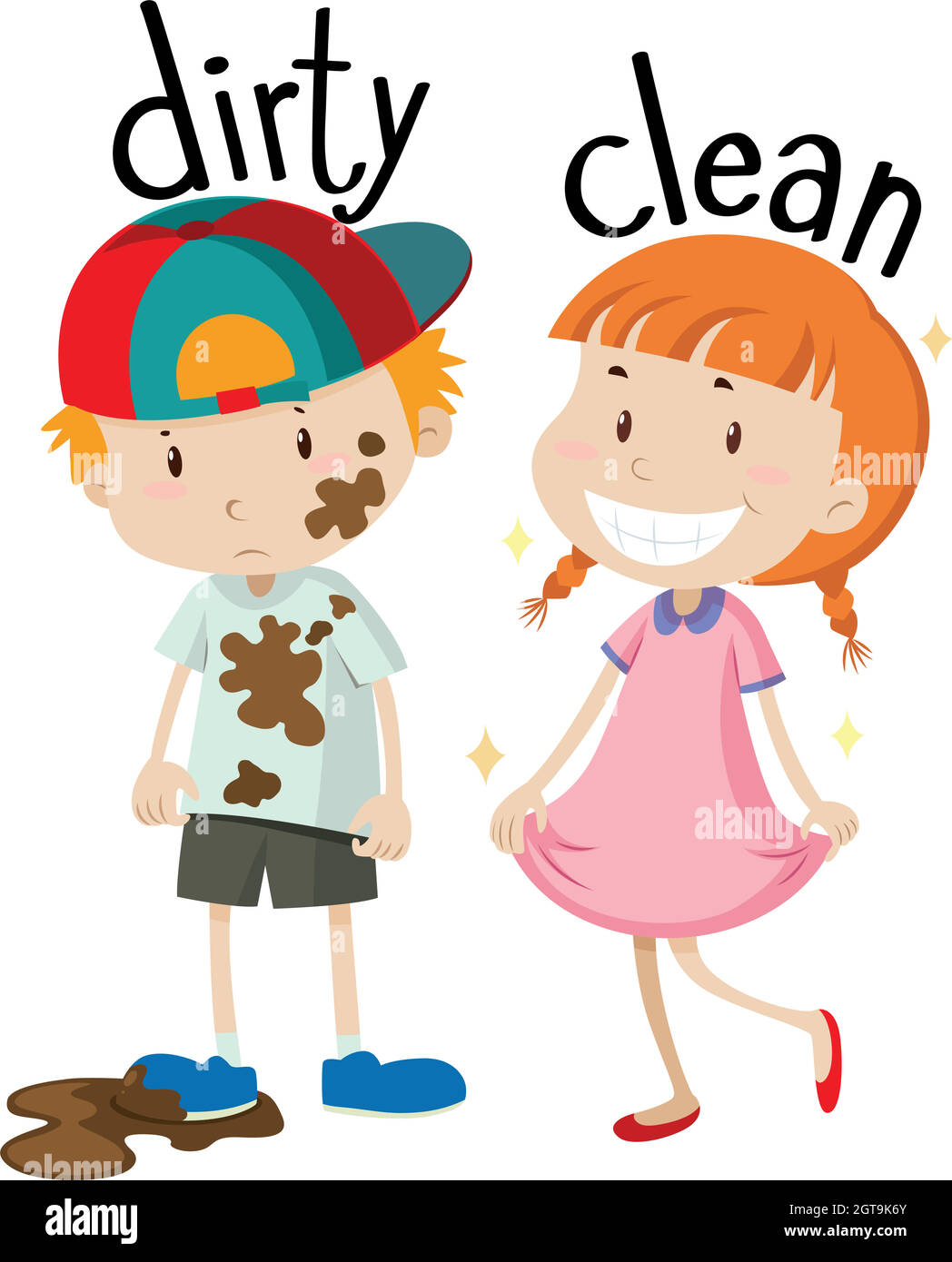 Opposite adjectives dirty and clean Stock Vector Image & Art - Alamy