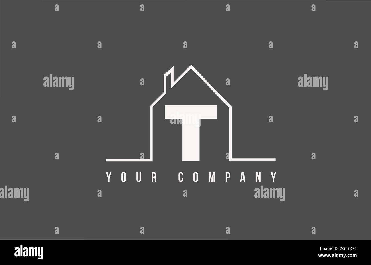 T alphabet letter icon logo of a home. Real estate house design for ...