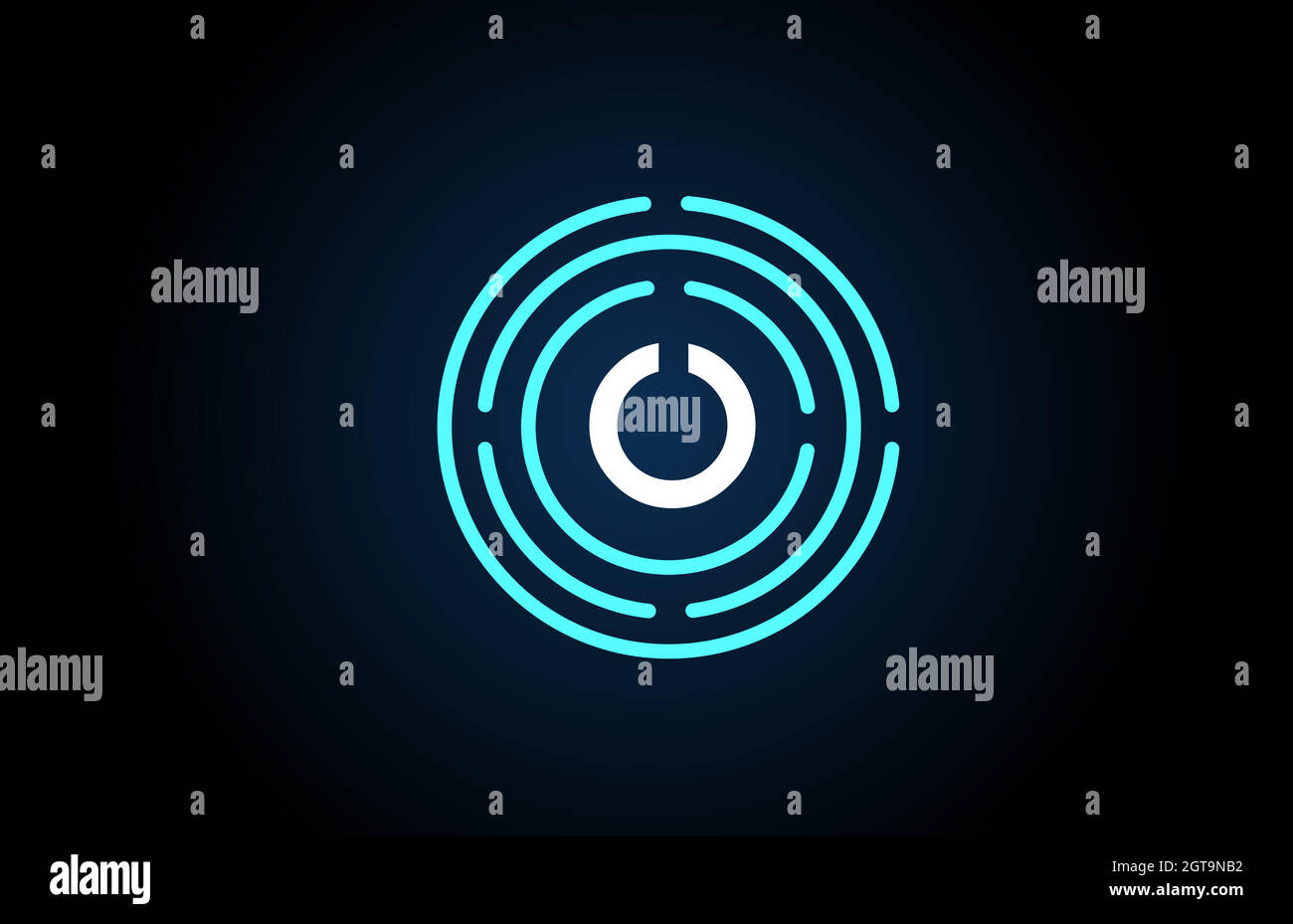 O white letter icon design with blue circles. Alphabet logo design ...