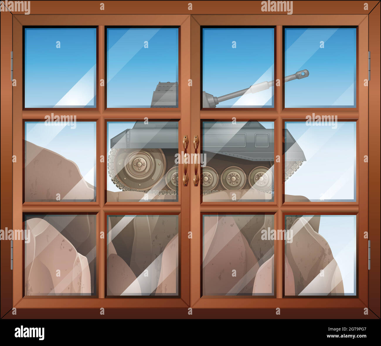 A window across the cliff with a tank Stock Vector Image & Art - Alamy