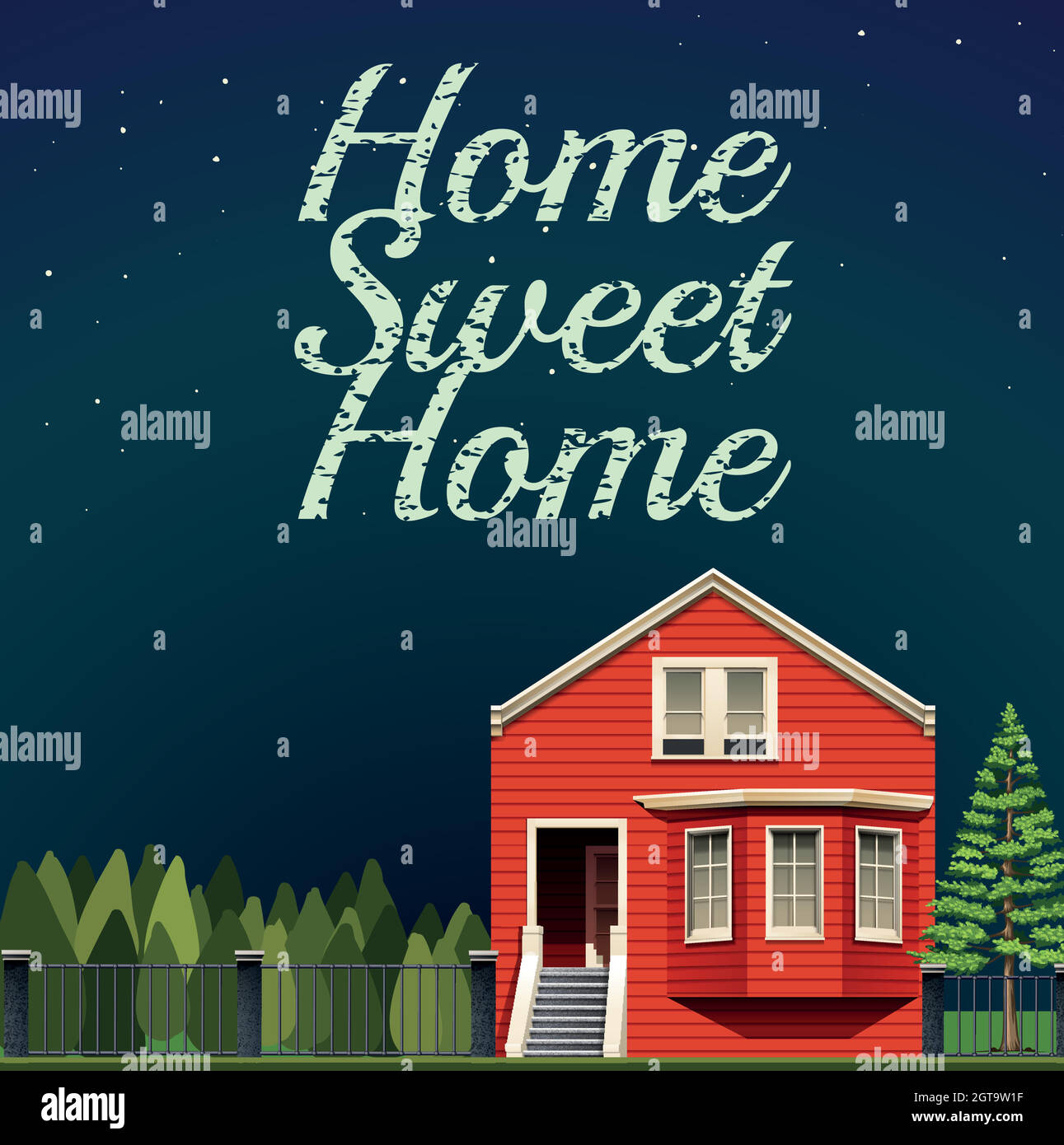 Home sweet home at night Stock Vector Image & Art - Alamy
