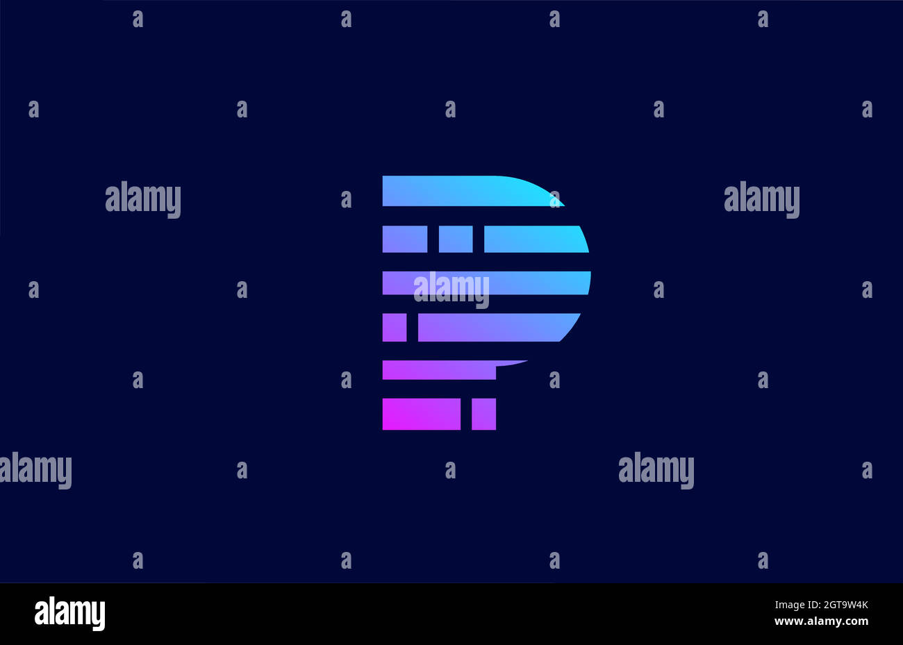 letter P logo alphabet icon with block line. Creative design for ...