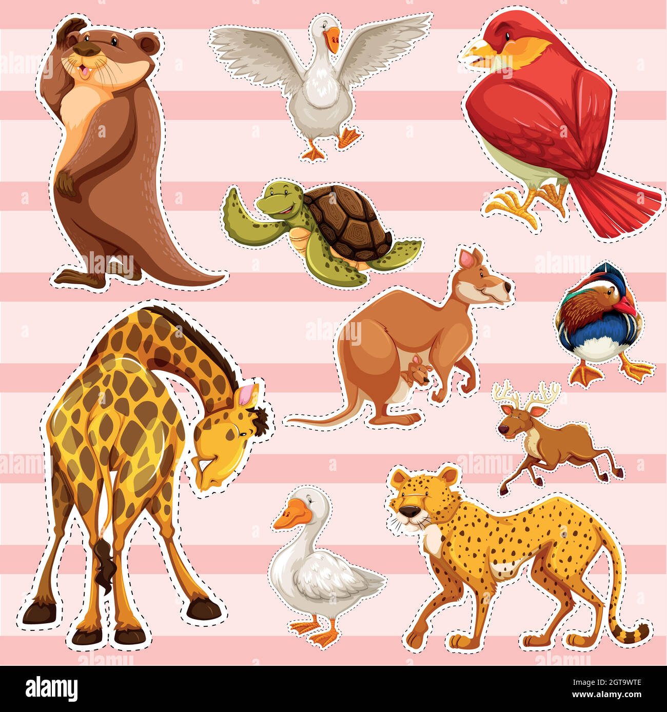 Sticker set with wild animals Stock Vector Image & Art - Alamy