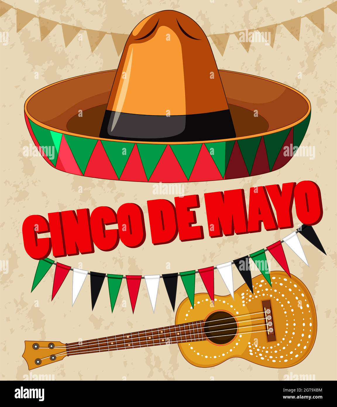 Cinco de Mayo poster design with guitar and hat Stock Vector Image ...