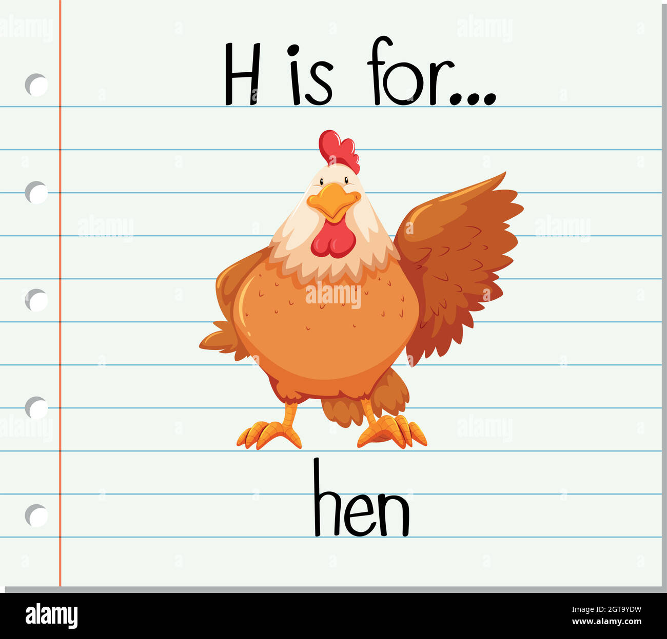 Flashcard letter H is for hen Stock Vector Image & Art - Alamy