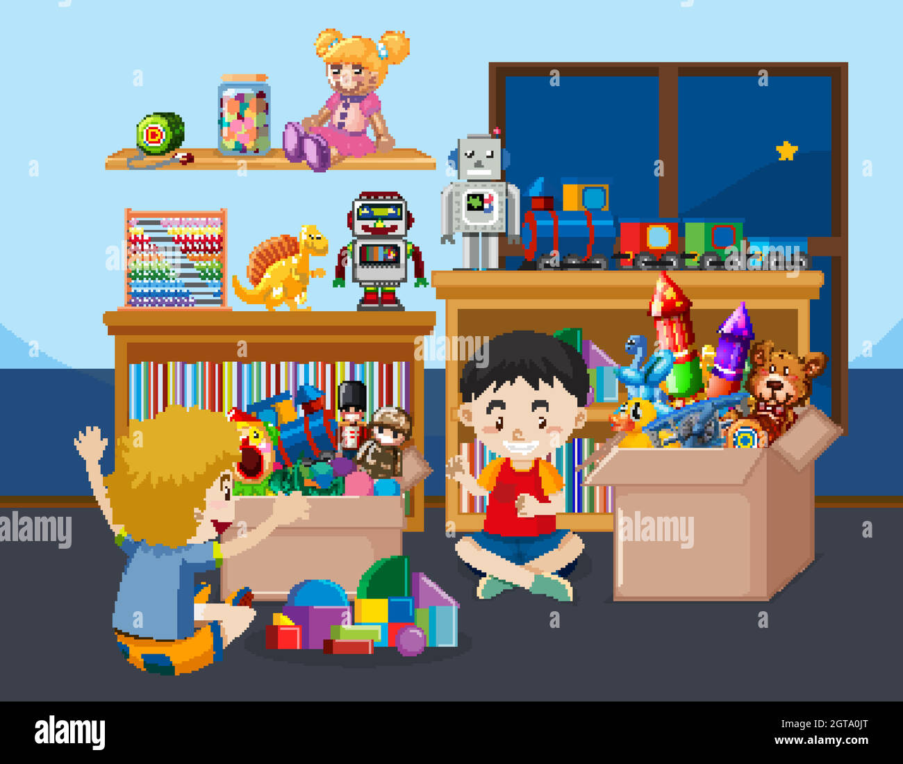 Scene with kids playing in the room Stock Vector Image & Art - Alamy