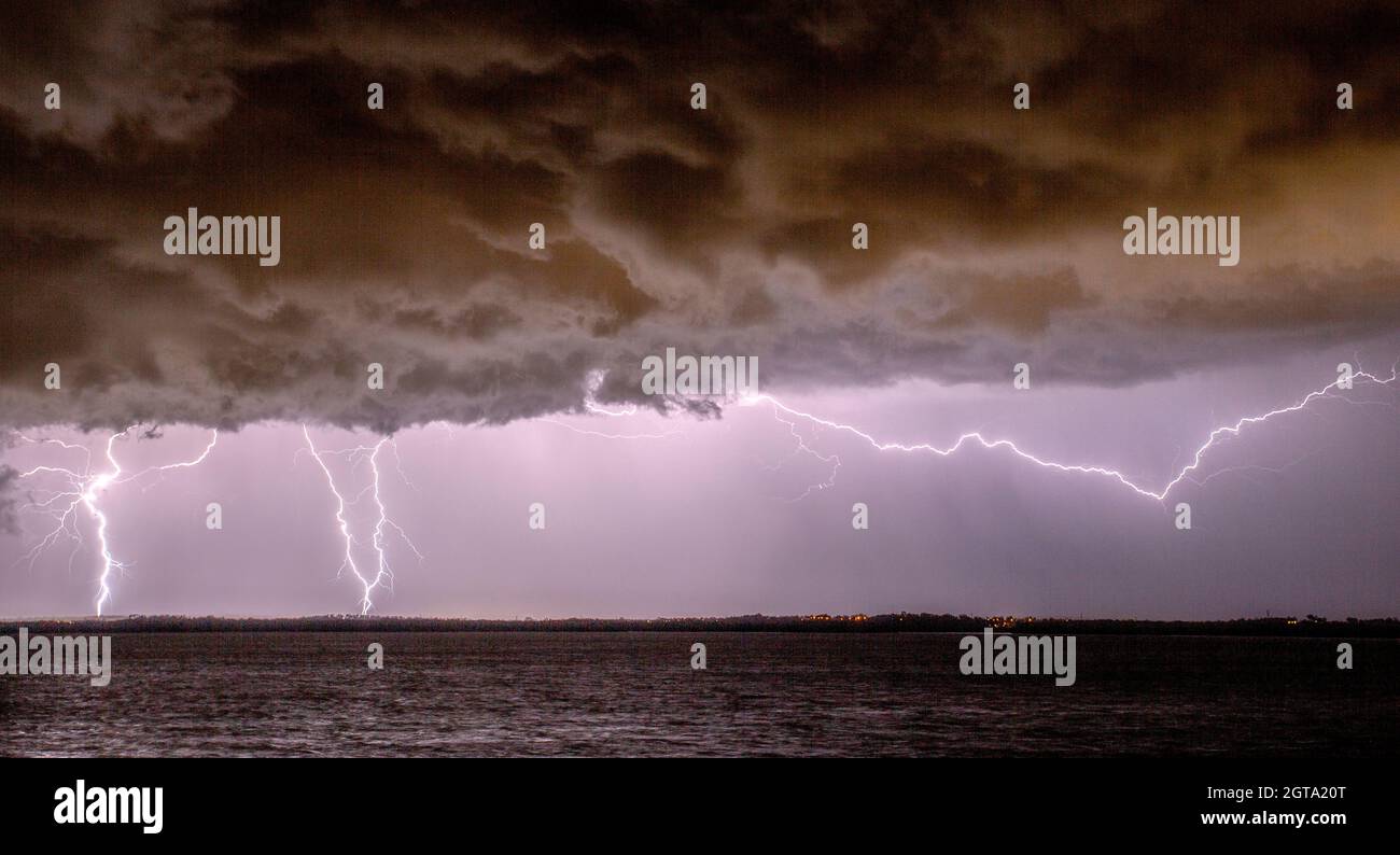 Two common types of lightning: cloud to ground and cloud to air Stock ...