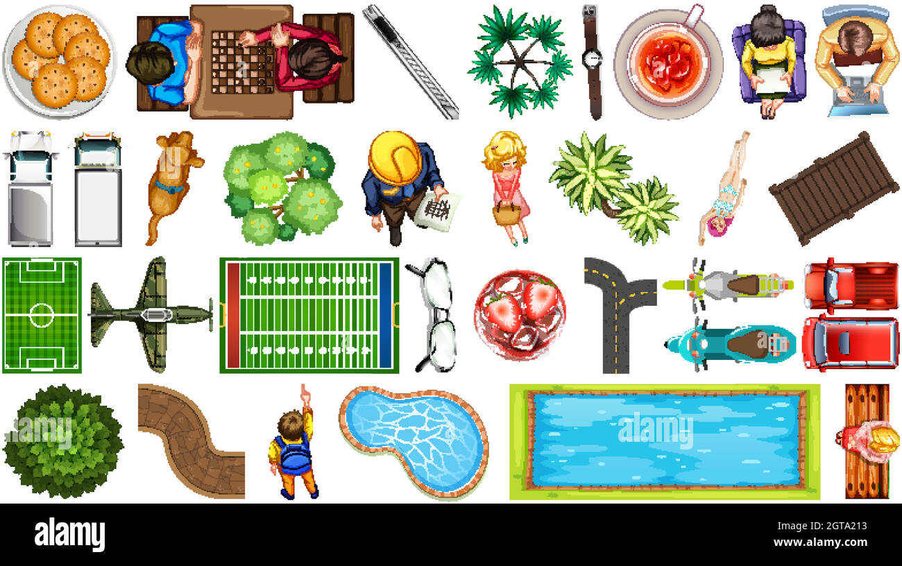 Set of aerial element park decorations isolated Stock Vector Image ...