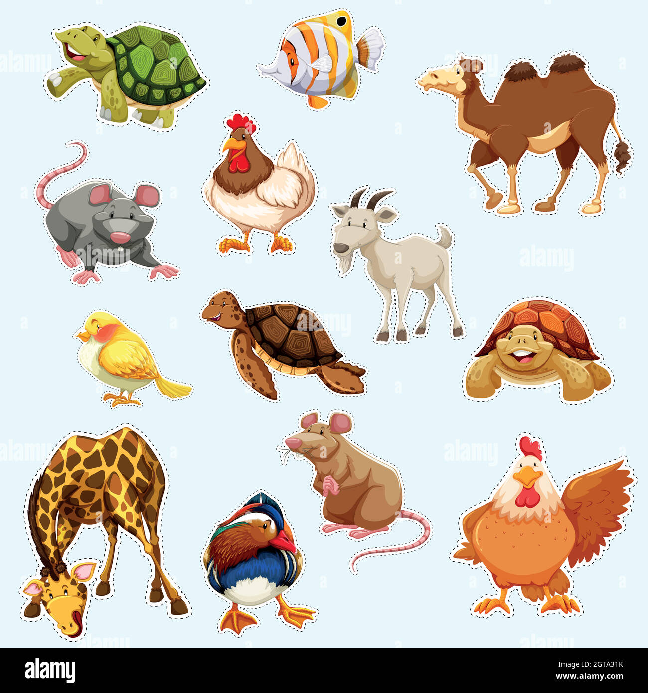 Sticker design with wild animals Stock Vector Image & Art - Alamy