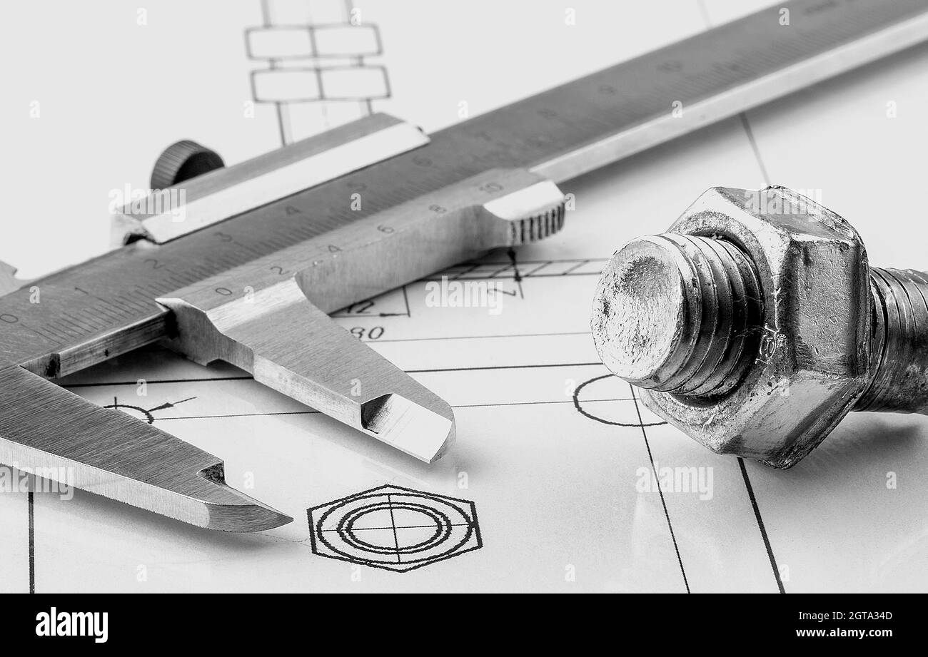 Detailed engineering drawings hi-res stock photography and images - Alamy