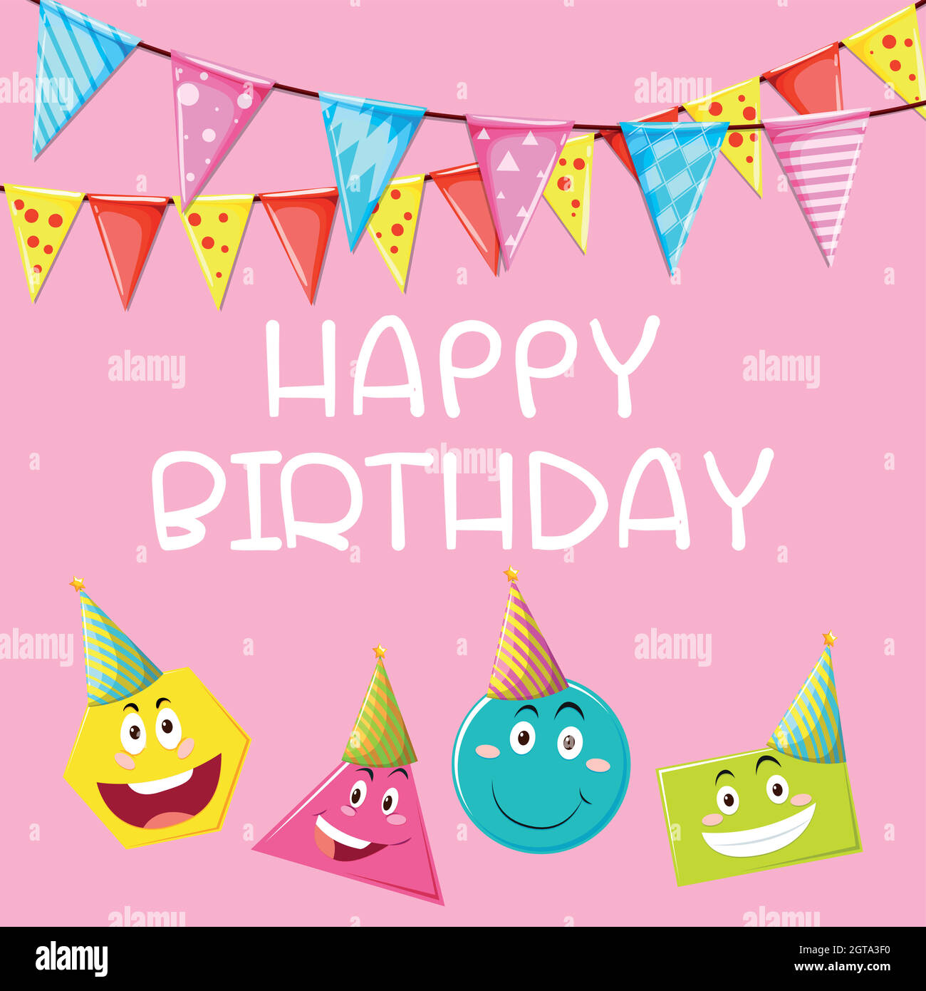 Happy Birthday card template with different shapes Stock Vector Image ...