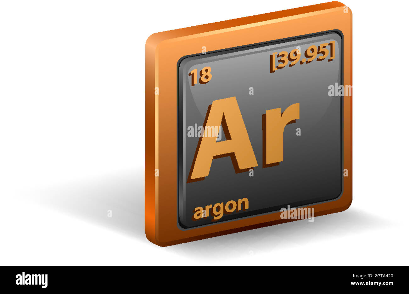 Argon chemical element. Chemical symbol with atomic number and atomic ...
