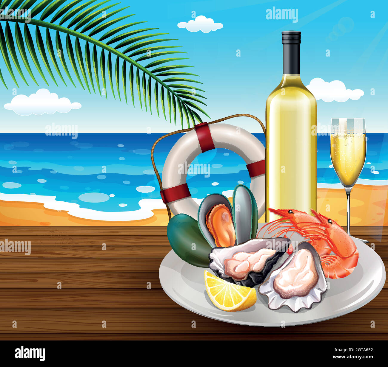 Beach view on summer Stock Vector Images - Alamy