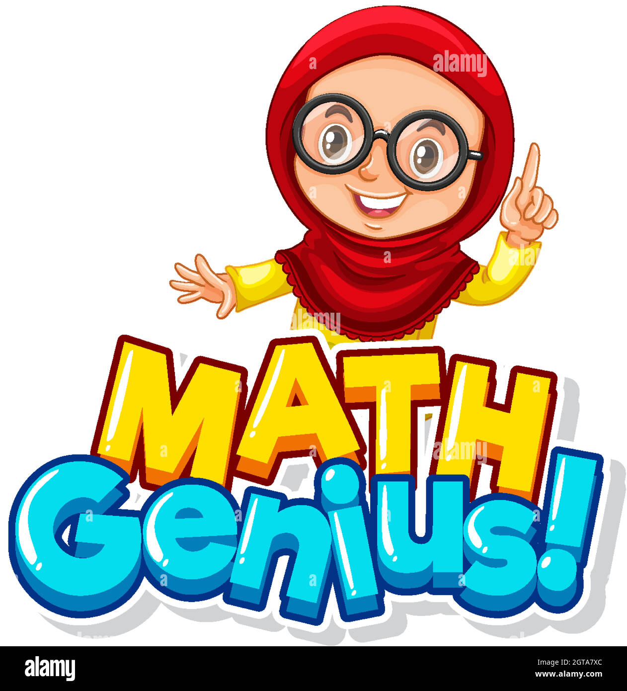 Font design for word math genius with cute muslim girl Stock Vector ...