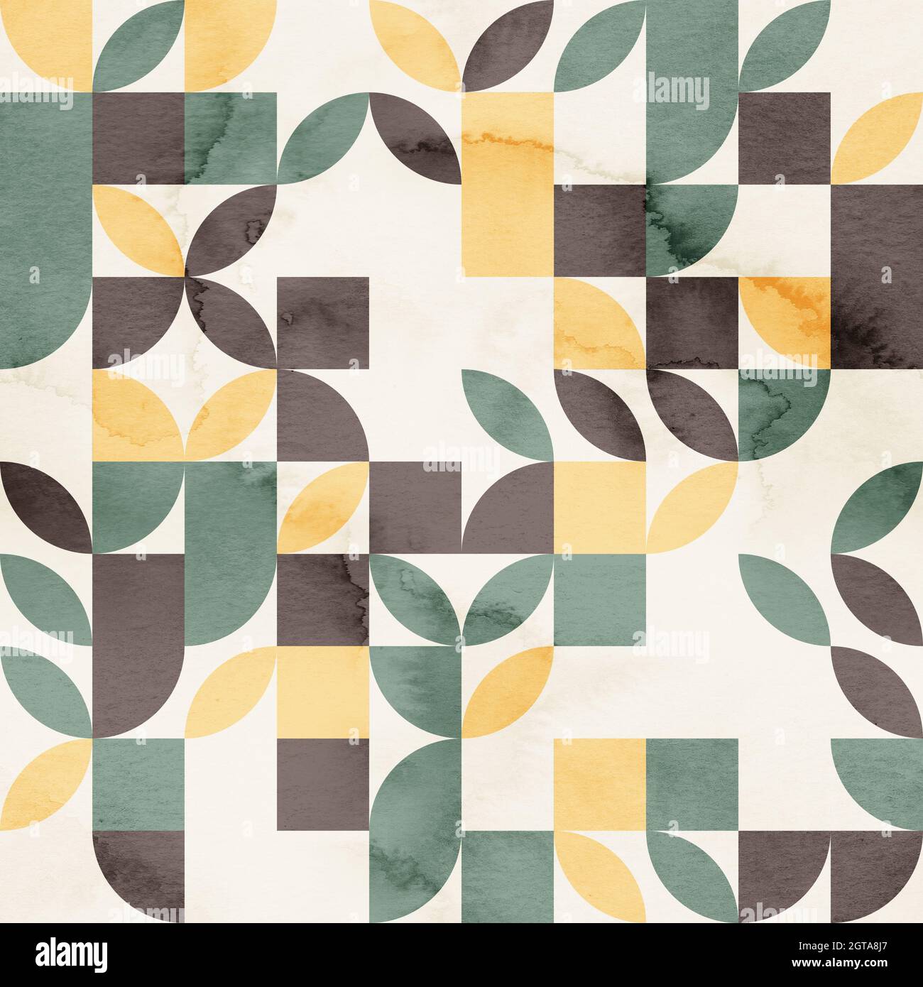 Seamless mid century retro watercolor geometric surface pattern design ...