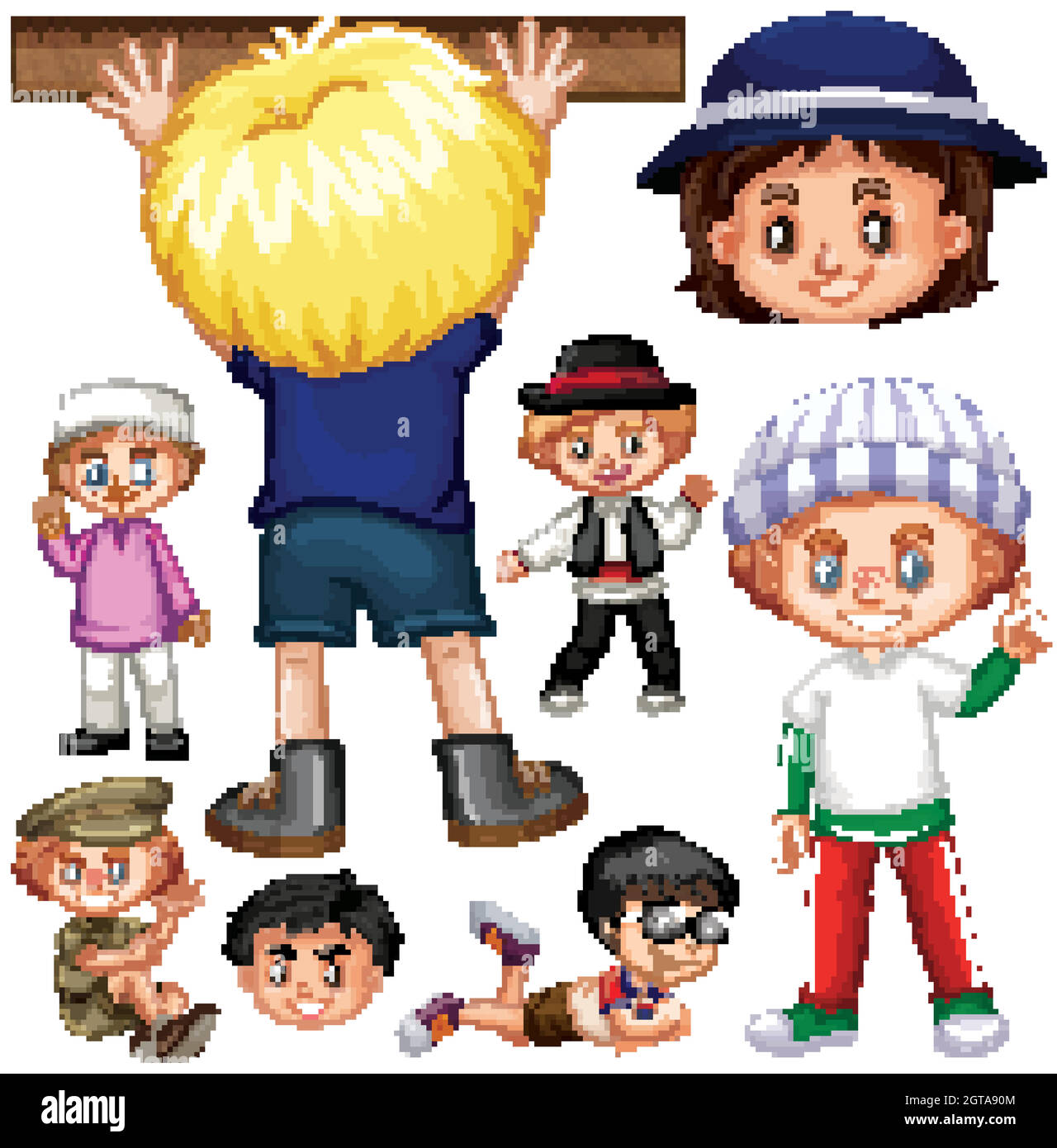 Many children with happy face in different actions Stock Vector Image ...
