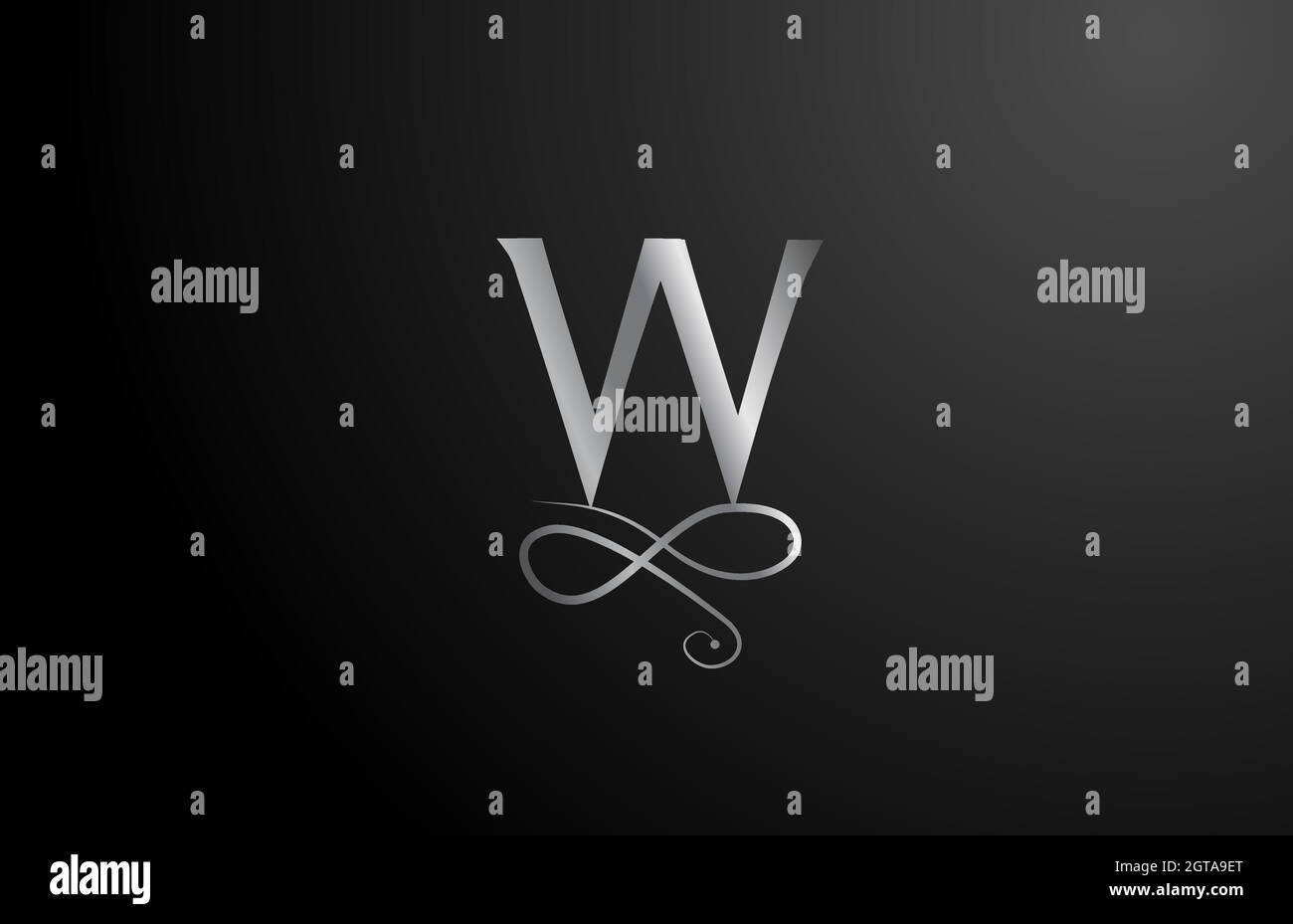 grey W elegant monogram alphabet letter icon logo design. Vintage ...