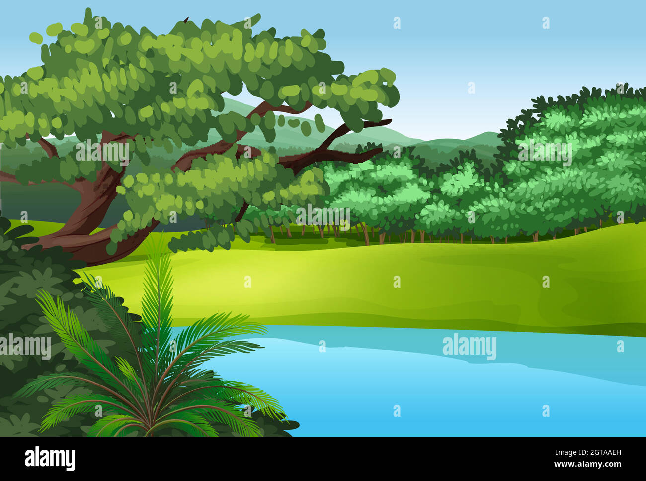Pond landscape Stock Vector Images - Alamy