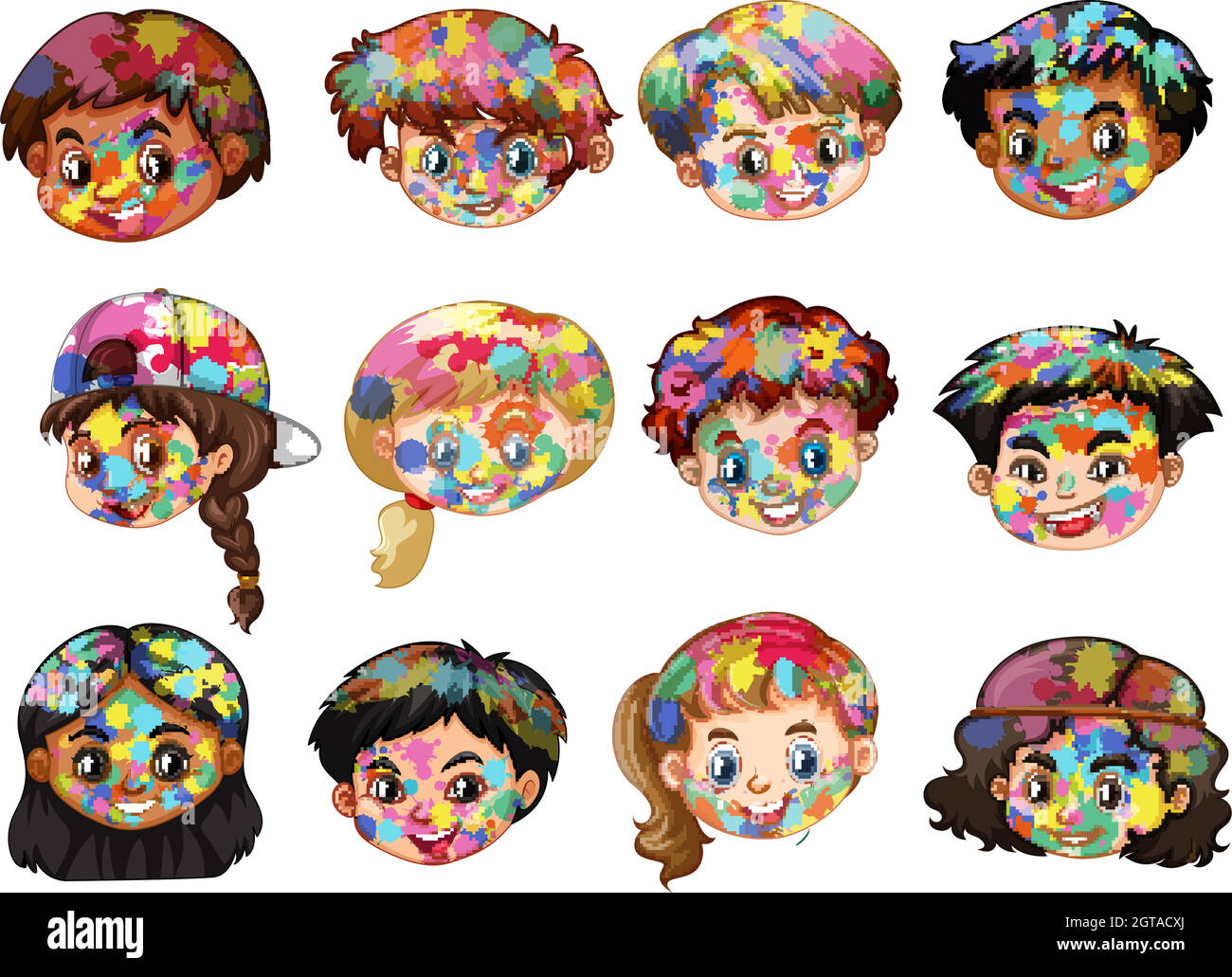 Faces of boys and girls with watercolor splash Stock Vector Image & Art ...