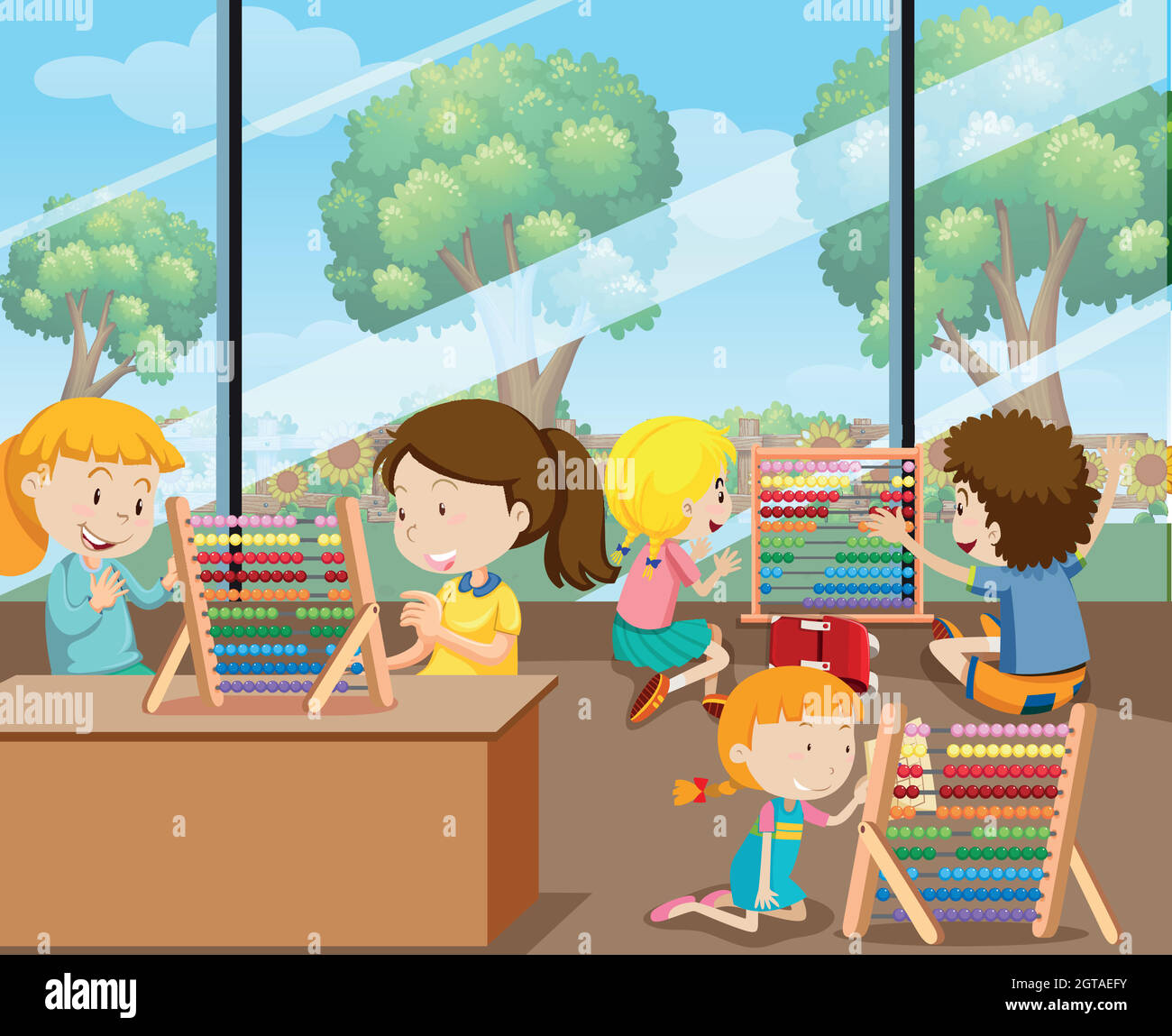 Students Learning with Abacus Stock Vector Image & Art - Alamy