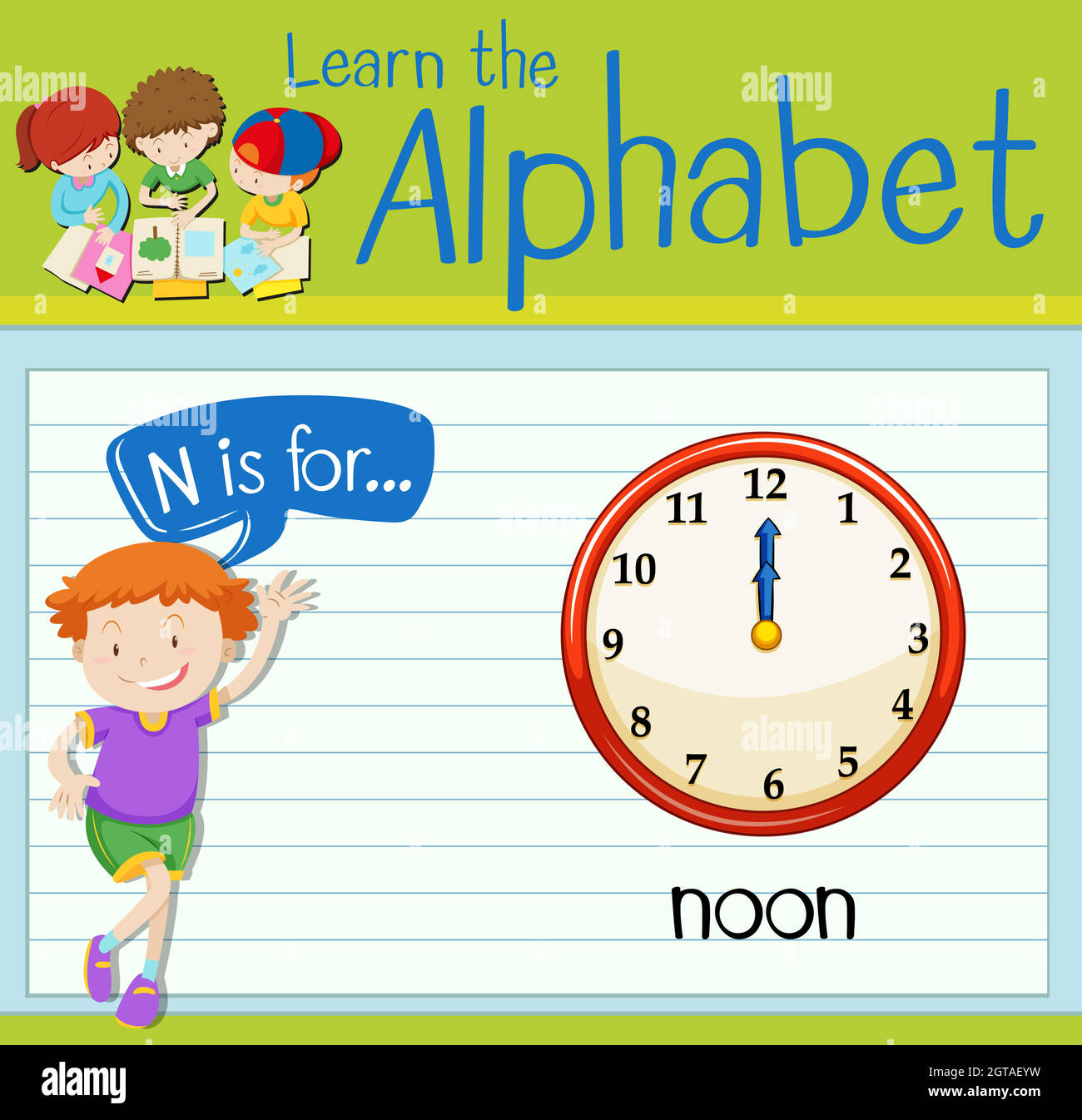 Flashcard letter N is for noon Stock Vector Image & Art - Alamy