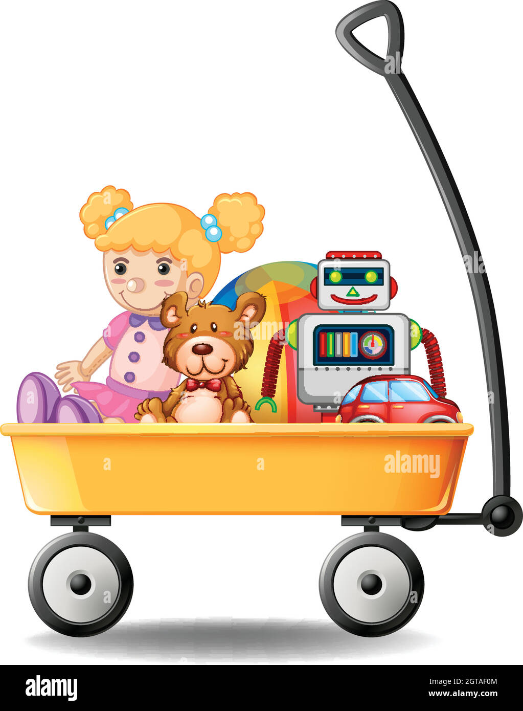 Toys in yellow wagon Stock Vector Image & Art - Alamy