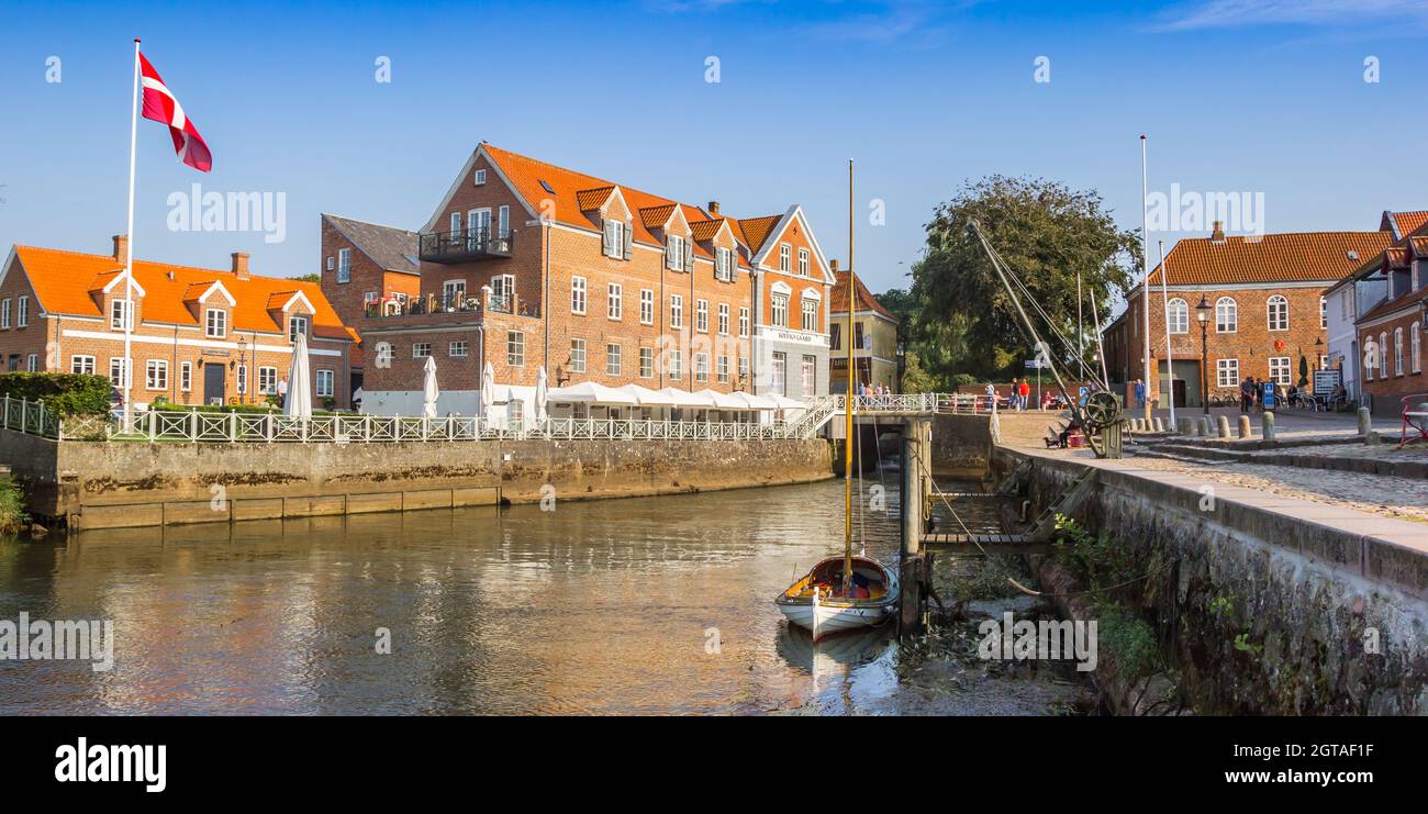 Panorama of the river A flowing through the historic center of Ribe ...