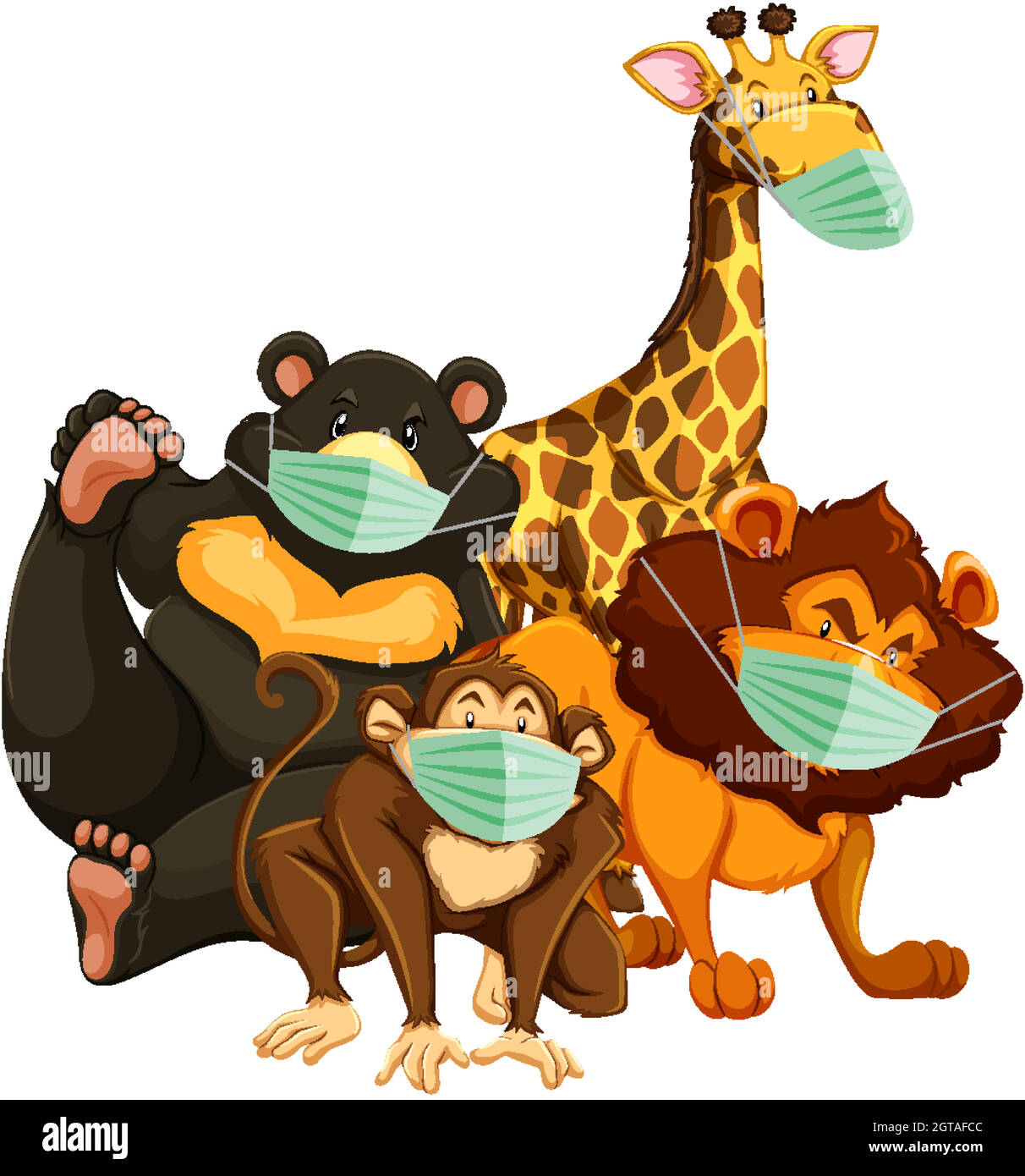 Wild animal cartoon character wearing mask Stock Vector Image & Art - Alamy