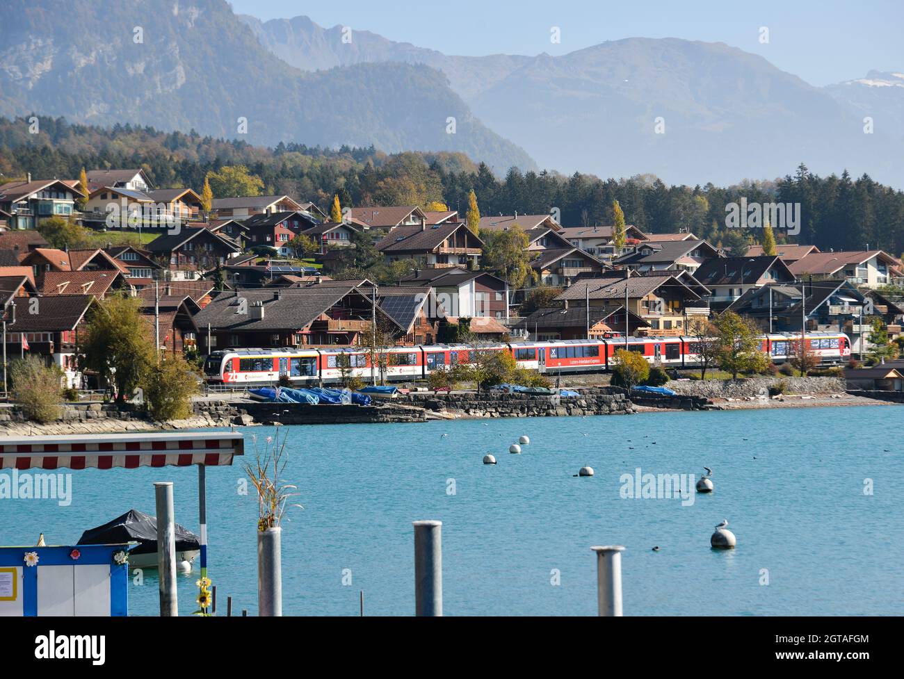 Brienz, Switzerland - Oct 18, 2018. Beautiful village on Lake Brienz ...