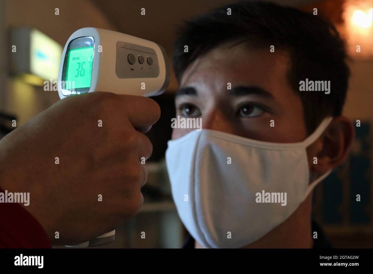 Boy Having Temperature Taken High Resolution Stock Photography and ...
