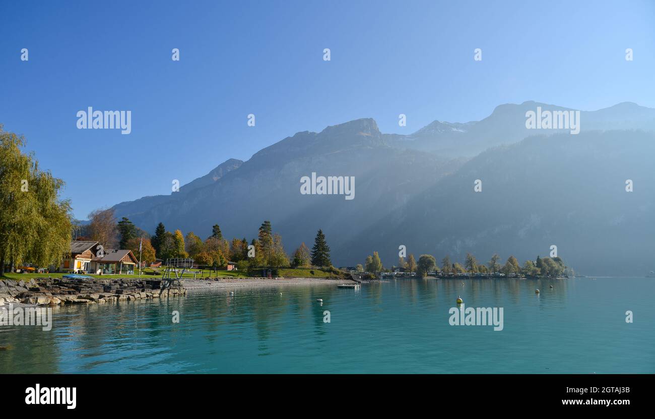 Beautiful landscape around Lake Brienz, Switzerland. The lake is ...
