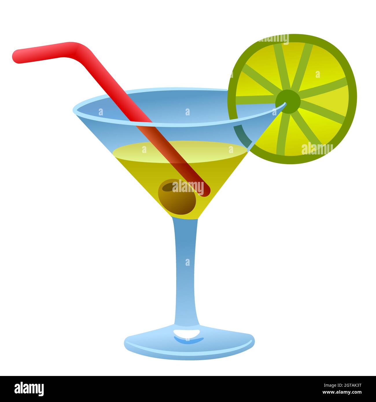 Illustration of the martini cocktail glass with a straw Stock Vector ...